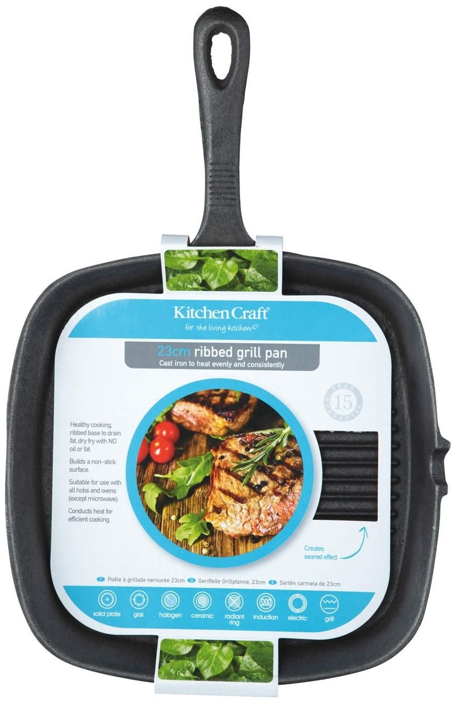 KitchenCraft Deluxe Cast Iron Square Ribbed Grill Pan 9 | Downtown