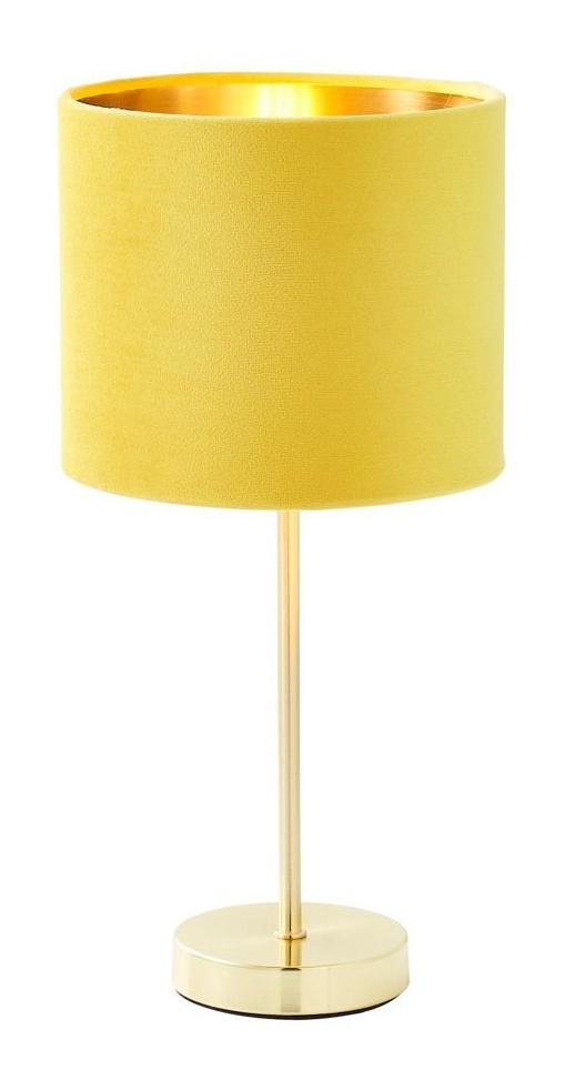 BHS Velvet Table Lamp - Ochre/Brass | Downtown