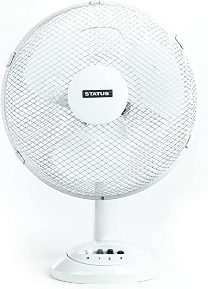 Status 12-inch Oscillating White Desk Fan | Downtown