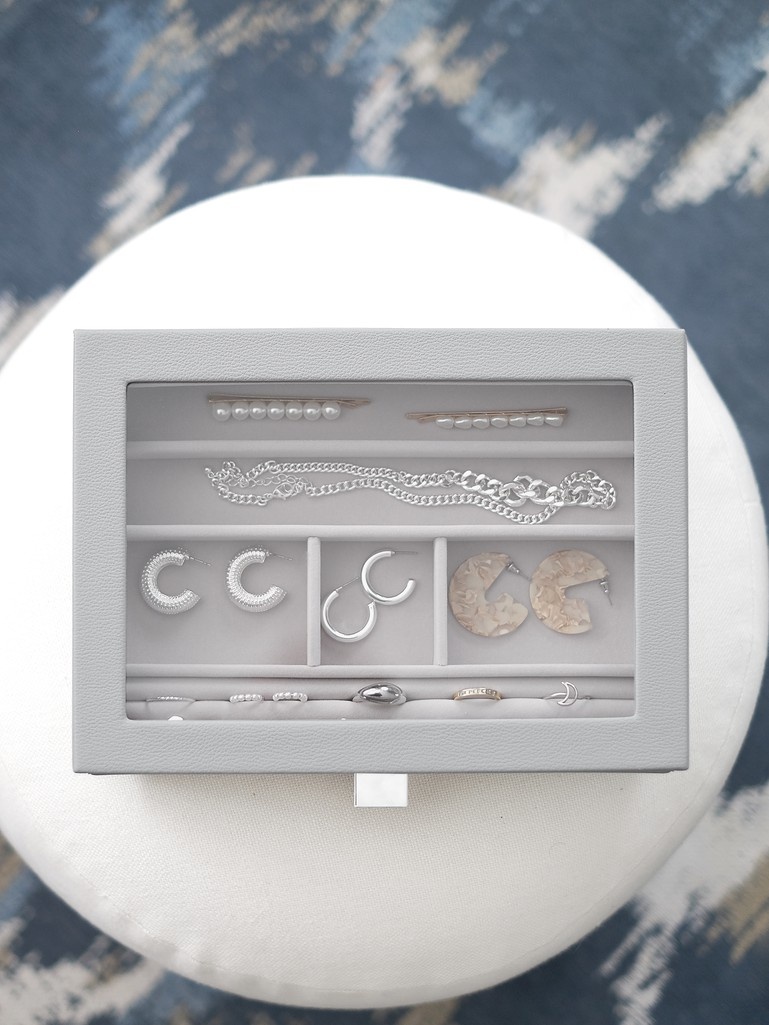 Stackers Pebble Grey Classic Ring/Bracelet Drawer With Glass Lid | Downtown