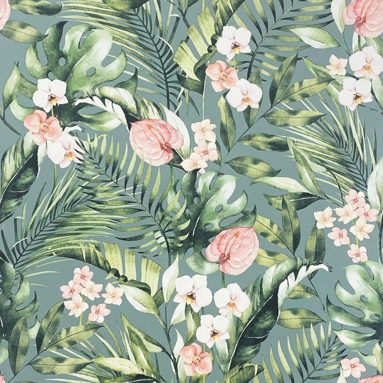 Arthouse Tropical Floral Sea Blue Wallpaper | Downtown