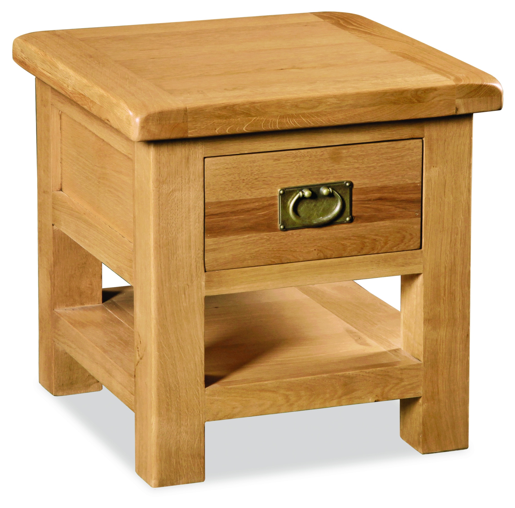 Ascot Rustic Oak Lamp Table With Drawer | Downtown