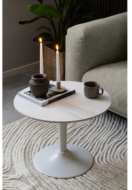 Malta Ceramic Round Coffee Table - White | Downtown