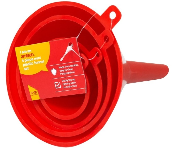 Amtech 4pc Mini Plastic Funnel Set| Downtown