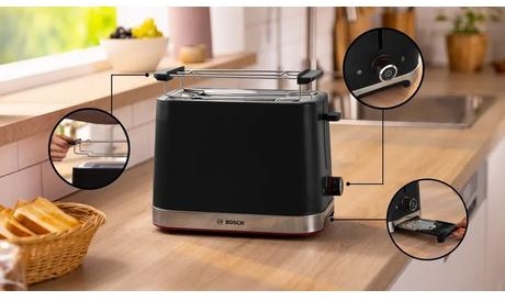 Bosch TAT4M223GB 2 Slice Toaster - Black | Downtown