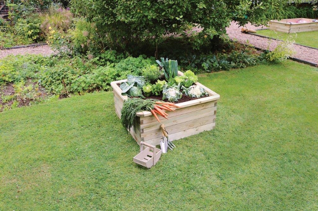 Zest Garden Wooden Square Sleeper Raised Bed | Downtown