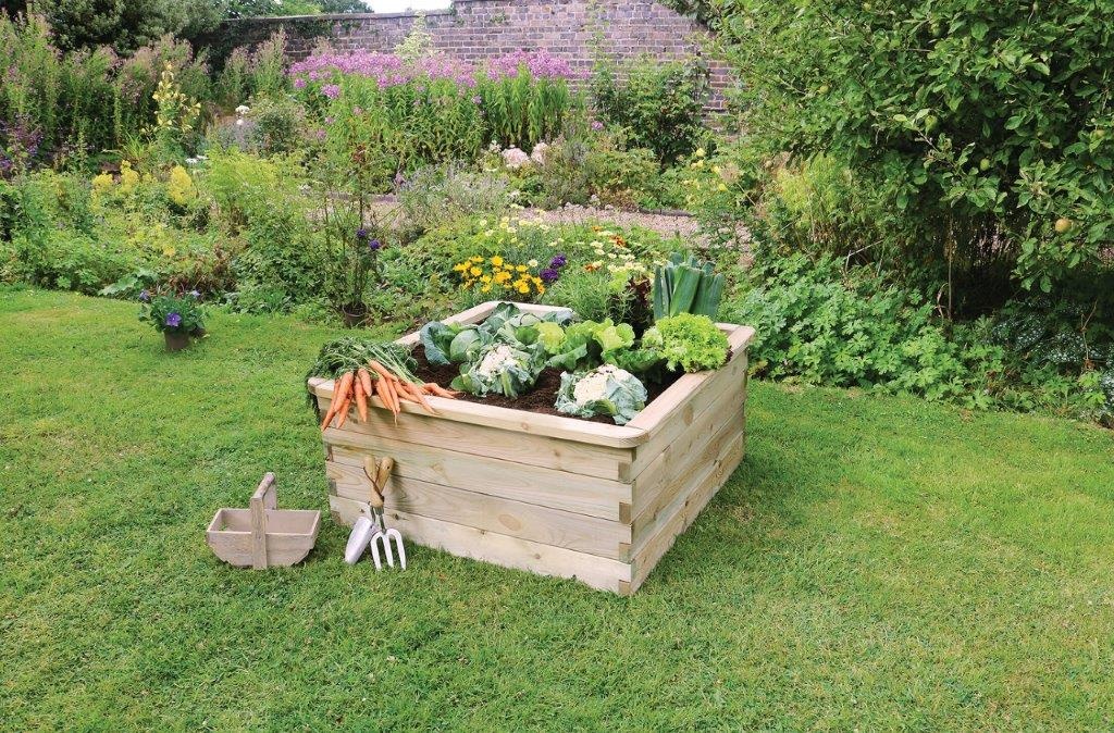 Zest Garden Wooden Square Sleeper Raised Bed | Downtown