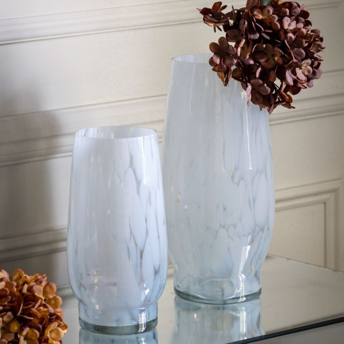 Lola Small Glass Vase - White | Downtown