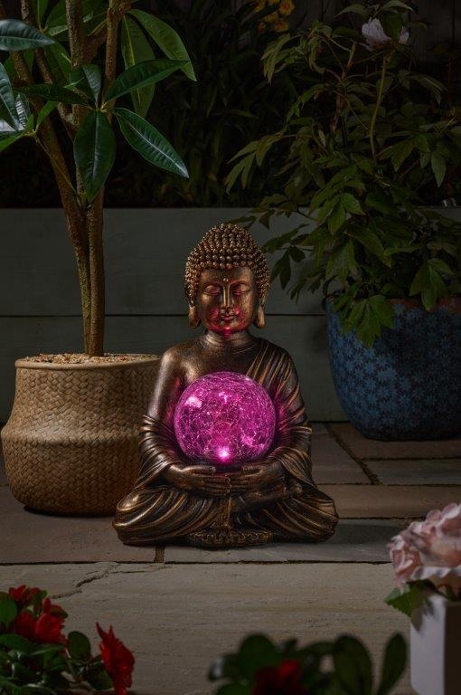 Smart Solar Gazing Buddha Solar Figurine | Downtown