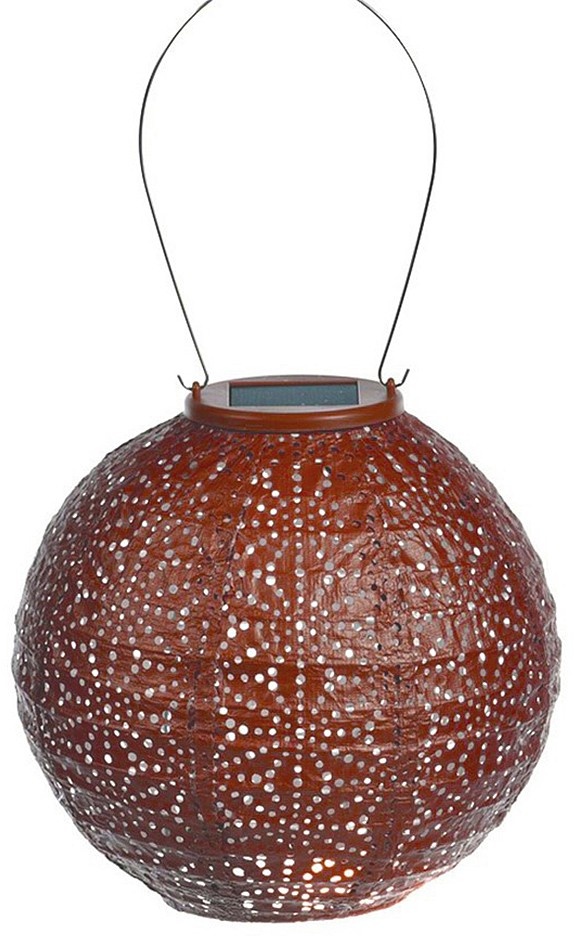 Lumiz Round Solar Lantern - 20cm - Sashiko - Copper | Downtown