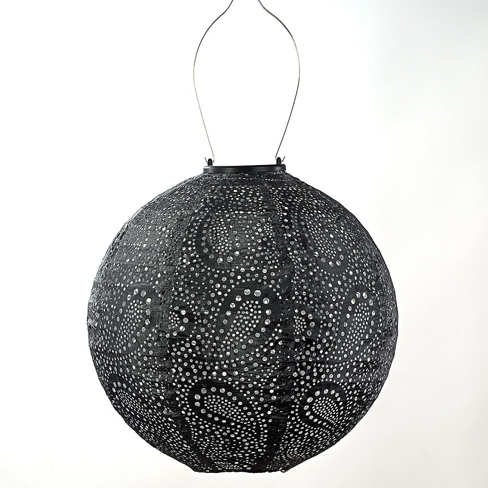 Lumiz Round Solar Lantern - 30cm - Paisley - Dark Grey | Downtown