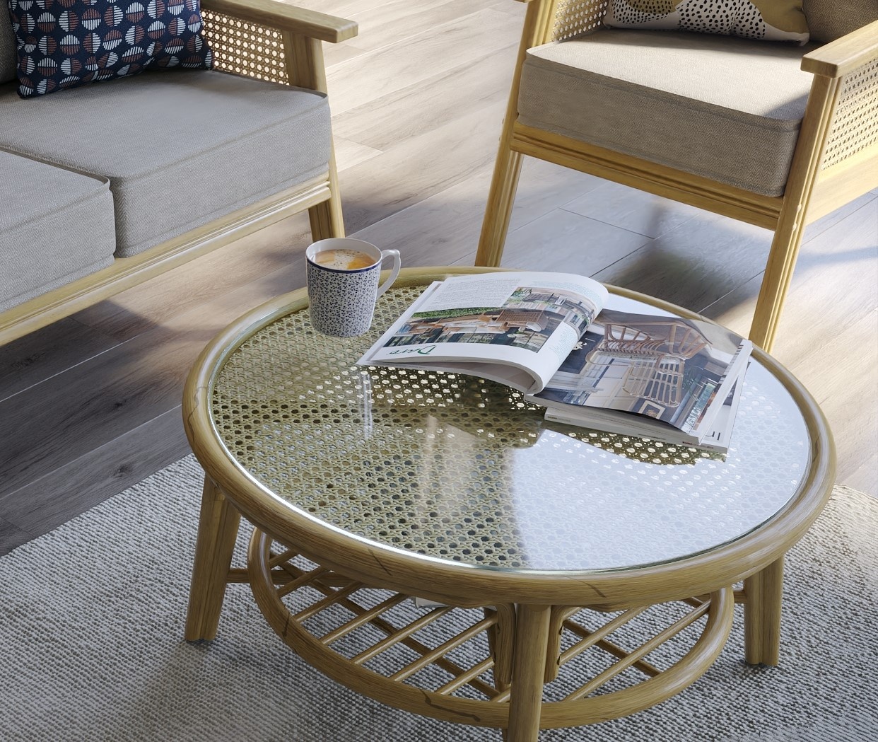 Daro Dingley 80cm Glass Top Round Coffee Table | Downtown