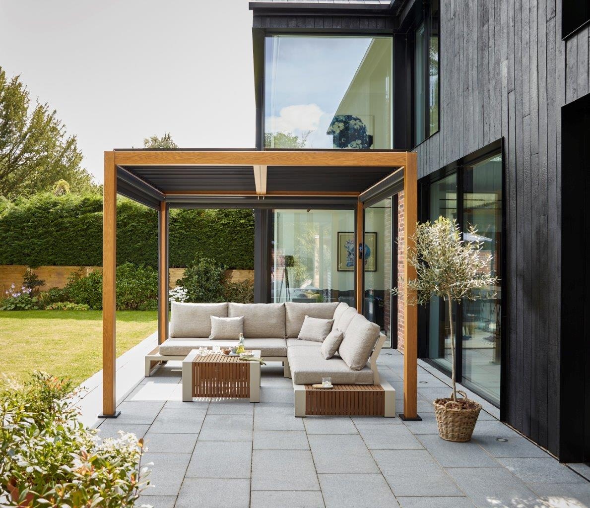 Norfolk Leisure Royce Cube Gazebo - Wood Look Aluminium | Downtown