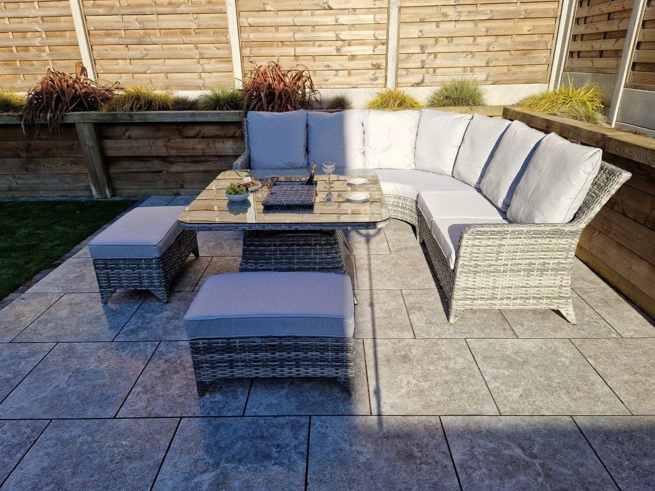 Signature Weave Sarah Corner Set With Ice Bucket - Grey | Downtown