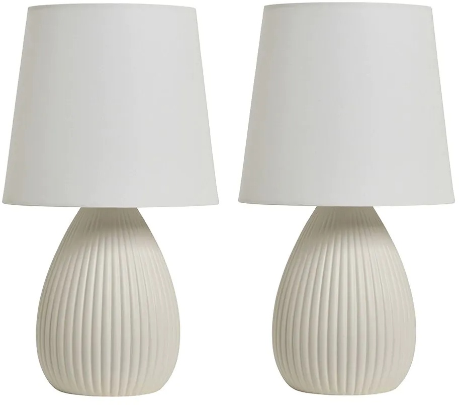 BHS Freya Teardrop Ceramic Table Lamp Pack of 2 - Cream | Downtown