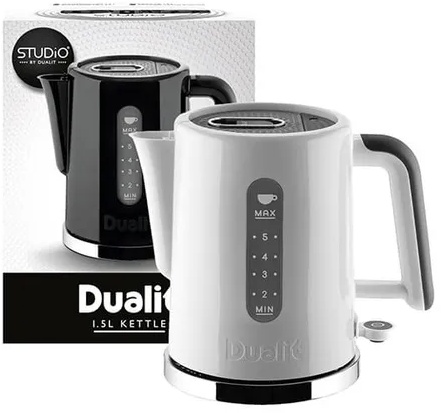 Dualit 72122 Studio 1.5L Kettle - White/Grey & Chrome | Downtown