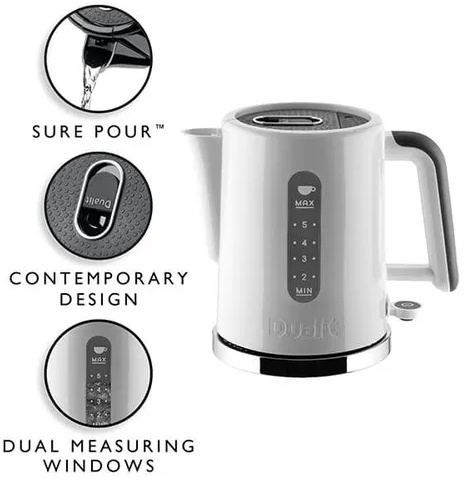 Dualit 72122 Studio 1.5L Kettle - White/Grey & Chrome | Downtown