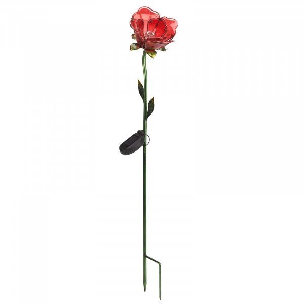 Smart Solar Red Rose Stake Light | Downtown