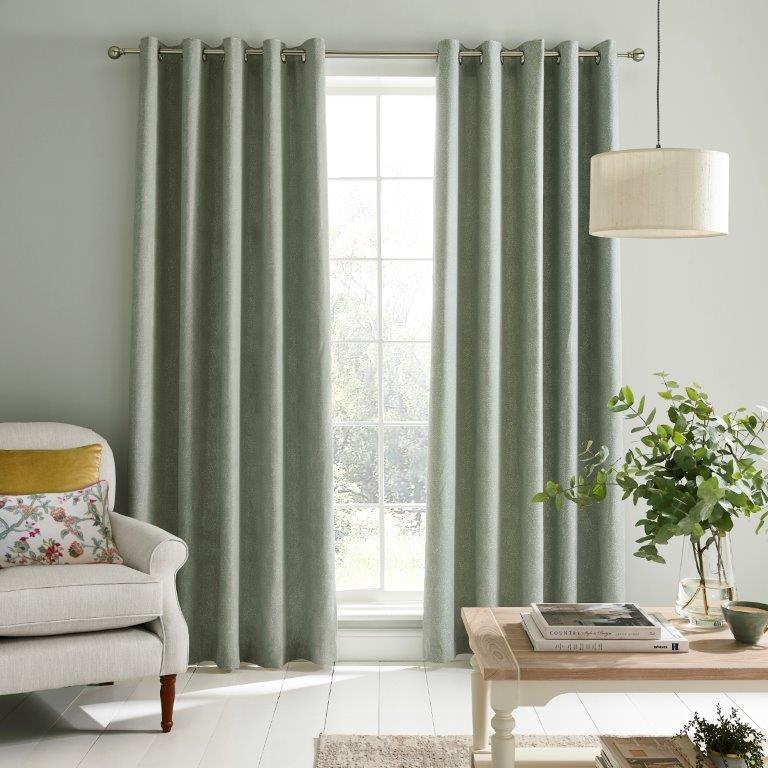 Laura Ashley Alnwick Eyelet Curtains Sage Downtown