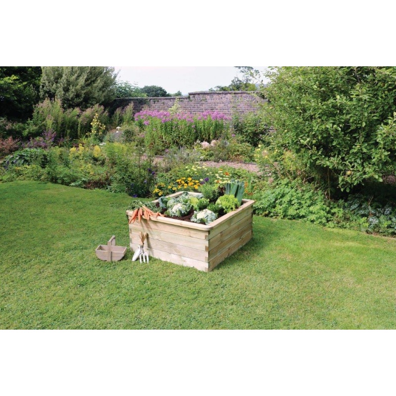 Zest Garden Wooden Square Sleeper Raised Bed | Downtown