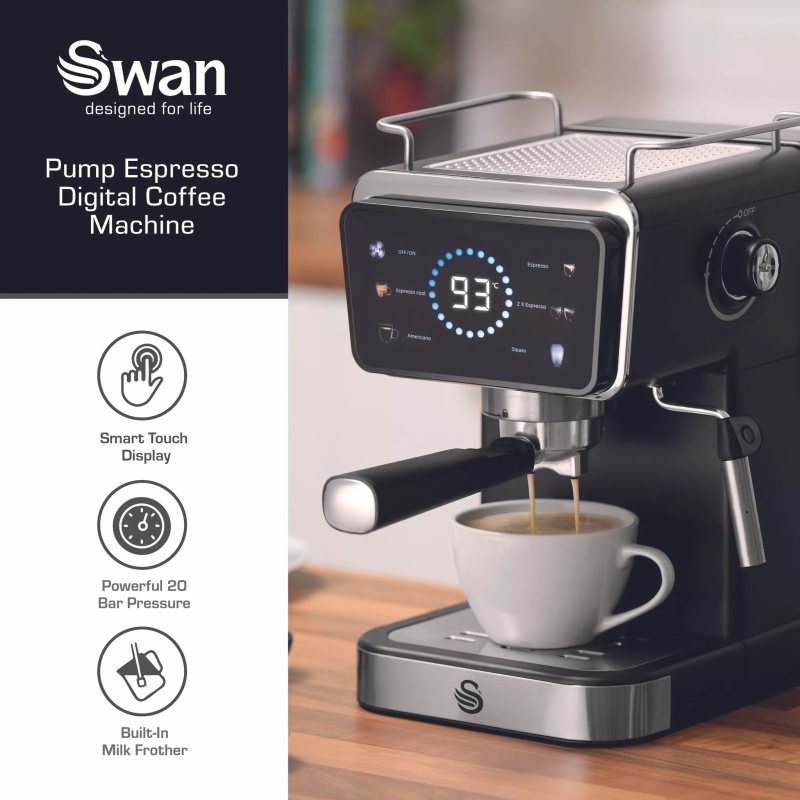 Swan SK22113BLK Digital Coffee Machine - Black | Downtown